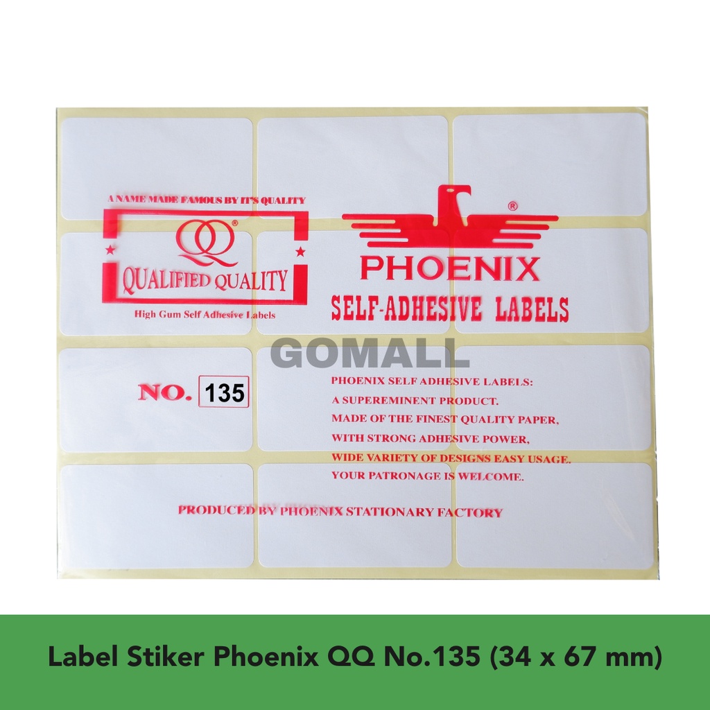 Phoenix QQ Sticker Label No.135 Invitation Name Price Paper 34 x 67 mm ...