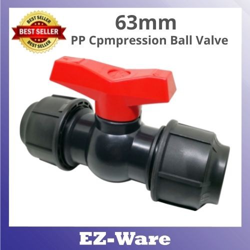 63mm COMPACT BALL VALVE /POLY HDPE PP BALL VALVE /STOP COCK STOP TAP BALL VALVE / COMPRESSION ...