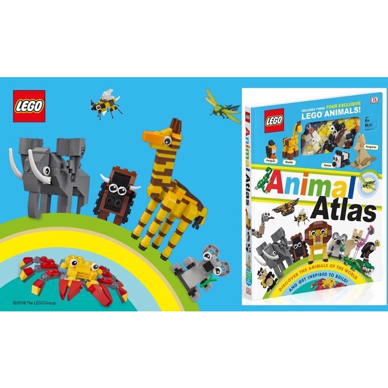 DK Lego Animal Atlas with 4 Exclusive Animal Models 乐高动物图集：含四个动物人偶 ...