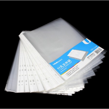 10 PCs A4 Clear Plastic Punched Pockets Folders Clear Sheet File ...