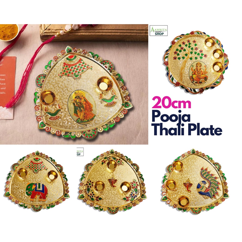 20cm Pooja Plate Thali Plate Decorated Indian Prayers/Deepavali/Wedding ...