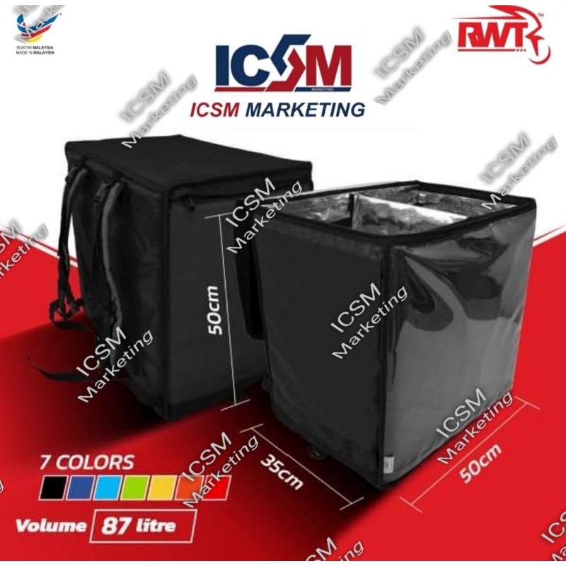 87 liter delivery bag black waterproof / READY STOCK/ food delivery bag ...