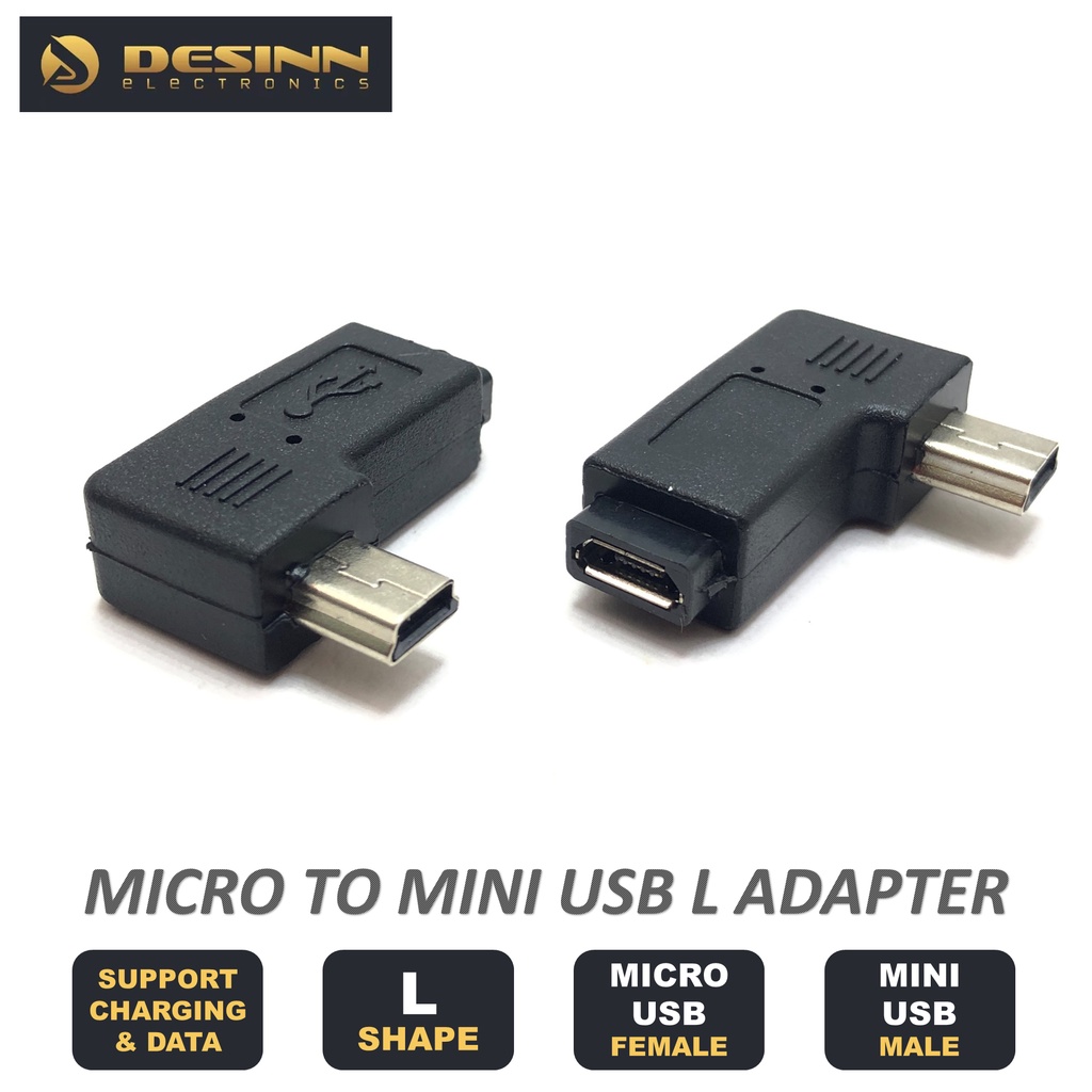 USB 2.0 Adapter Plug Mini USB to Micro USB Adapter 90 Degree Left and ...