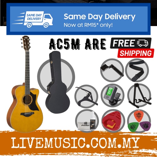 Yamaha AC5M ARE Concert Cutaway Acoustic-Electric Guitar with Hardcase ...