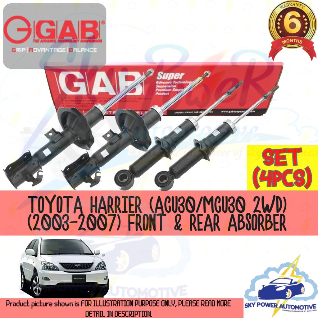 TOYOTA HARRIER (ACU30 / MCU30 2WD) (2003-2007) GAB SUPER GAS SHOCK ...
