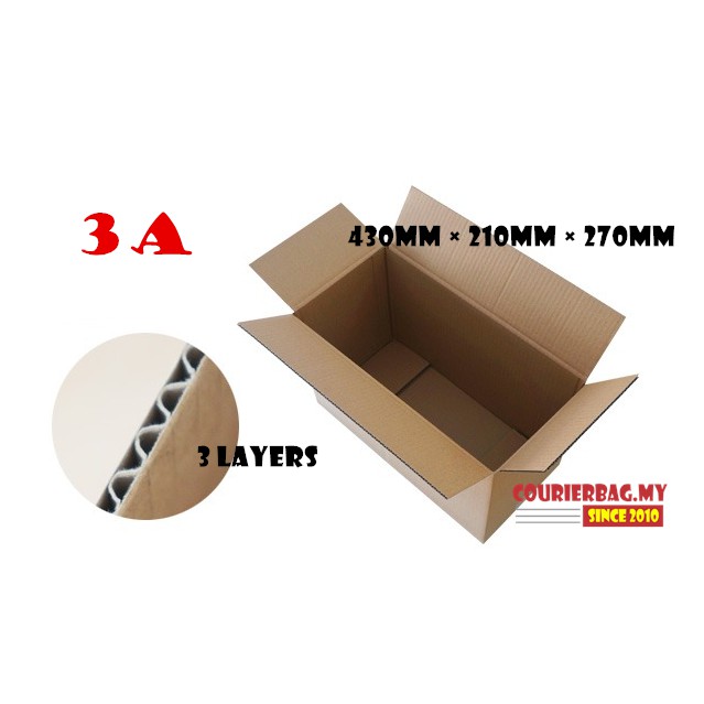 3A 445mm×205mm×270mm 10pcs 3 Layers Carton Box Packaging Paper Kotak ...