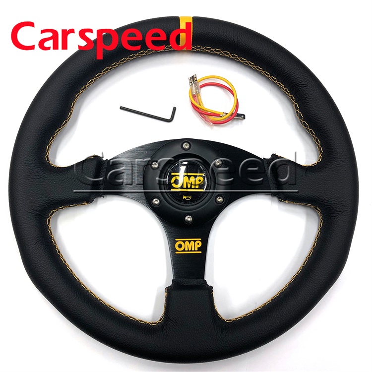 14inch OMP Real Leather Flat Car Racing Sport Steering Wheel | Shopee Malaysia
