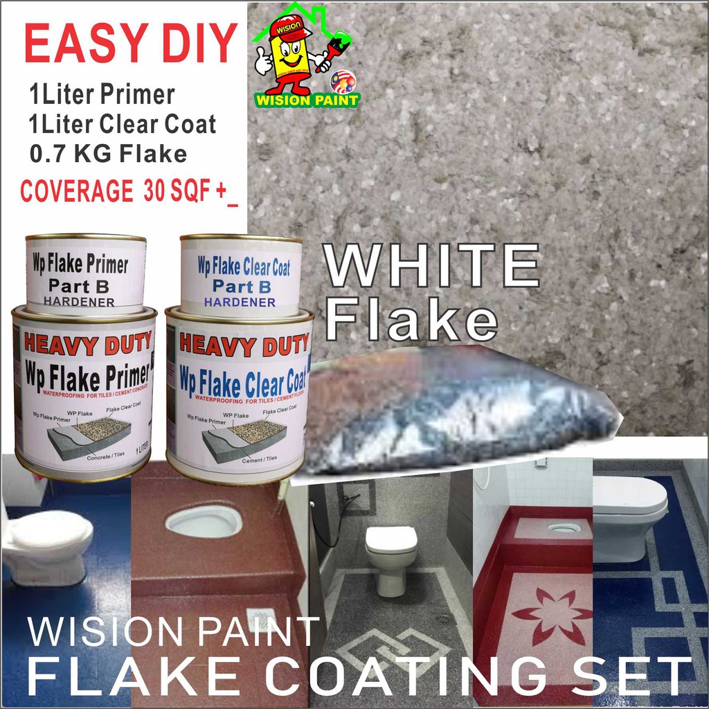 WHITE COLOUR FLAKE COATING ( 1 SET ) ( FREE TOOLS / 1L WP PRIMER / 1L ...