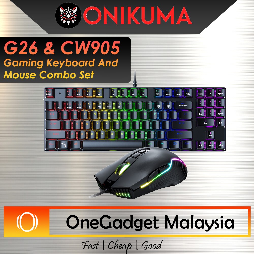 🇲🇾💖ONIKUMA G26 Chroma RGB Professional Blue Switch Mechanical Gaming ...