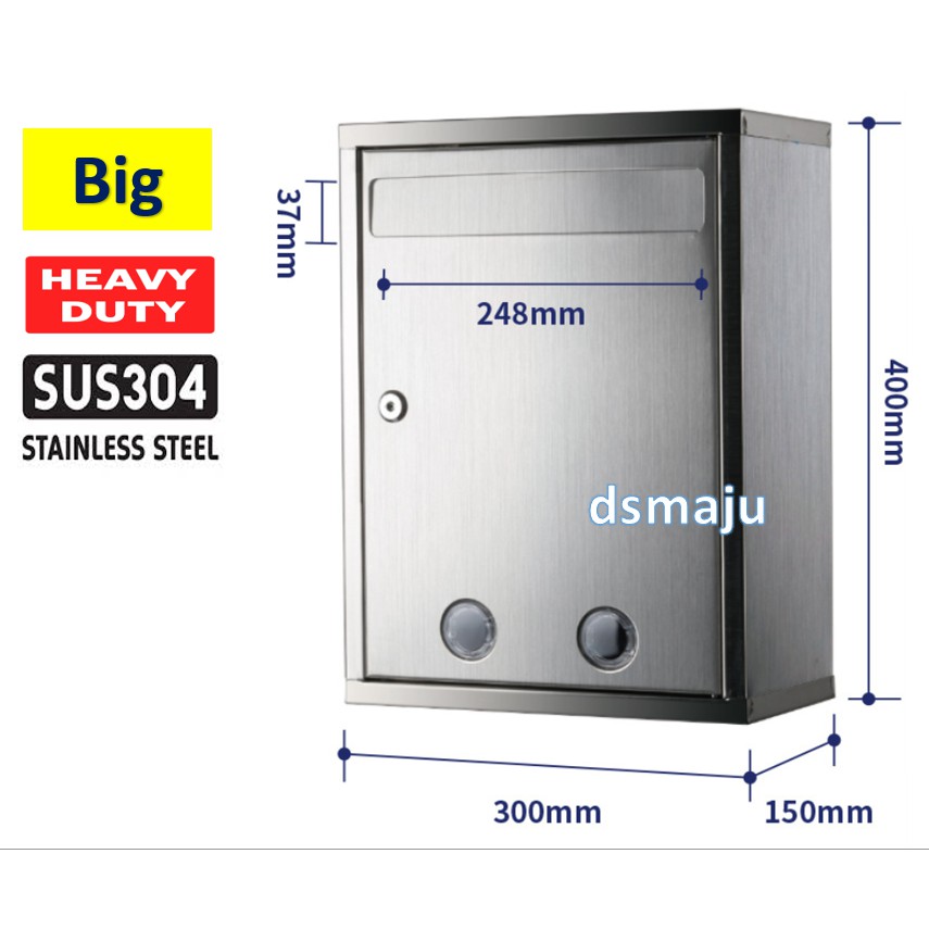 Stainless Steel Letter Box Keyable 304 Wall Mounted Solid Letter Box ...