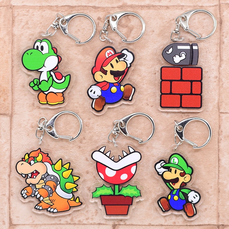Classic game Keychain Double Sided Acrylic Cartoon Key Chain Yoshi ...