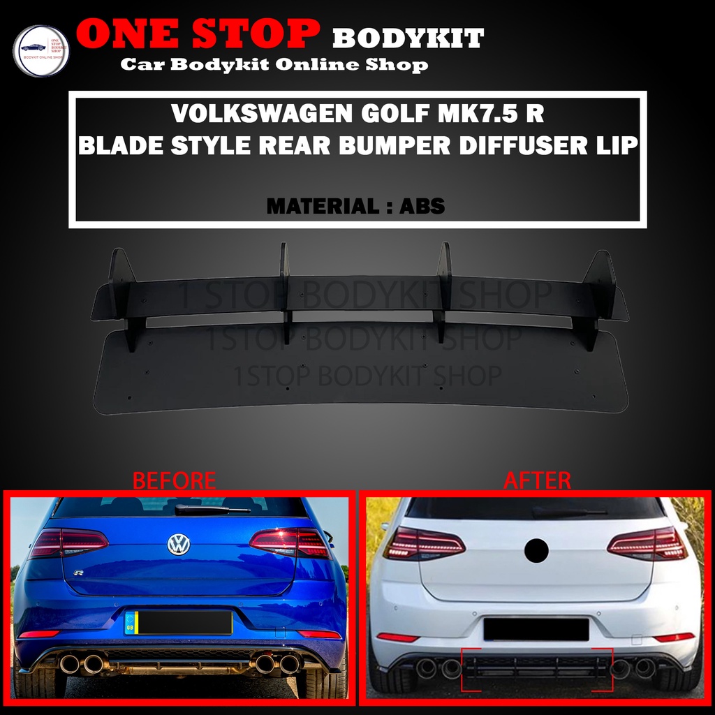 VW VOLKSWAGEN GOLF 7.5 R MK7.5 R BLADE STYLE REAR BUMPER DIFFUSER LIP ...