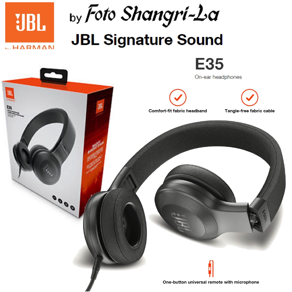 JBL E35 On-Ear Headphones Signature Sound Remote Microphone Fordable - Black | Shopee Malaysia