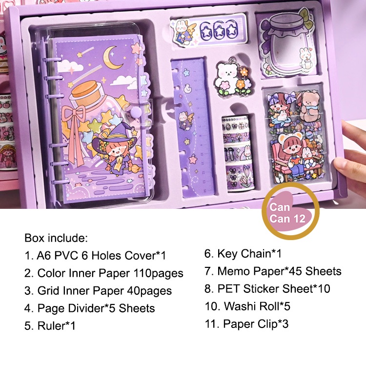 Kawaii Girl Journal Set Cute Diary Stationary Gift Planner Book Set for ...