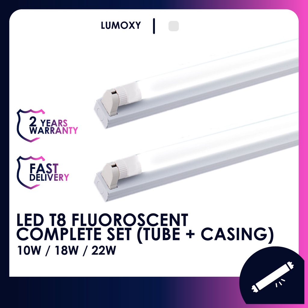 LMY_ LED Fluorescent T8 4Ft Set Light Lampu Kalimantang Panjang Casing ...