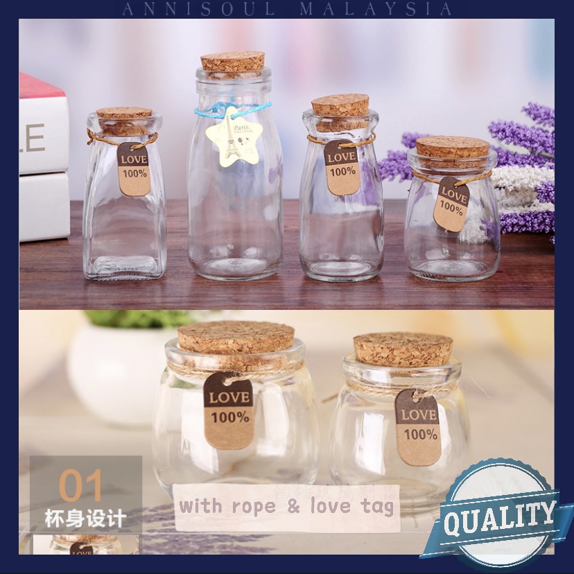 Wishing Bottle With Cork Small Clear Display Glass Jars Bottle Wish Vial Container with Cork ...