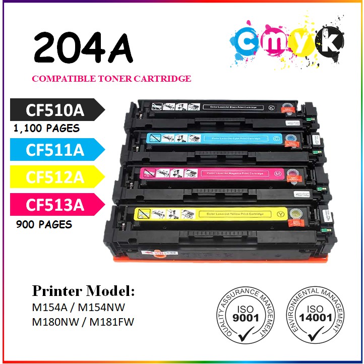 Compatible Color Toner 204A HP 510 CF510A CF511A CF512A CF513A CMYK ...