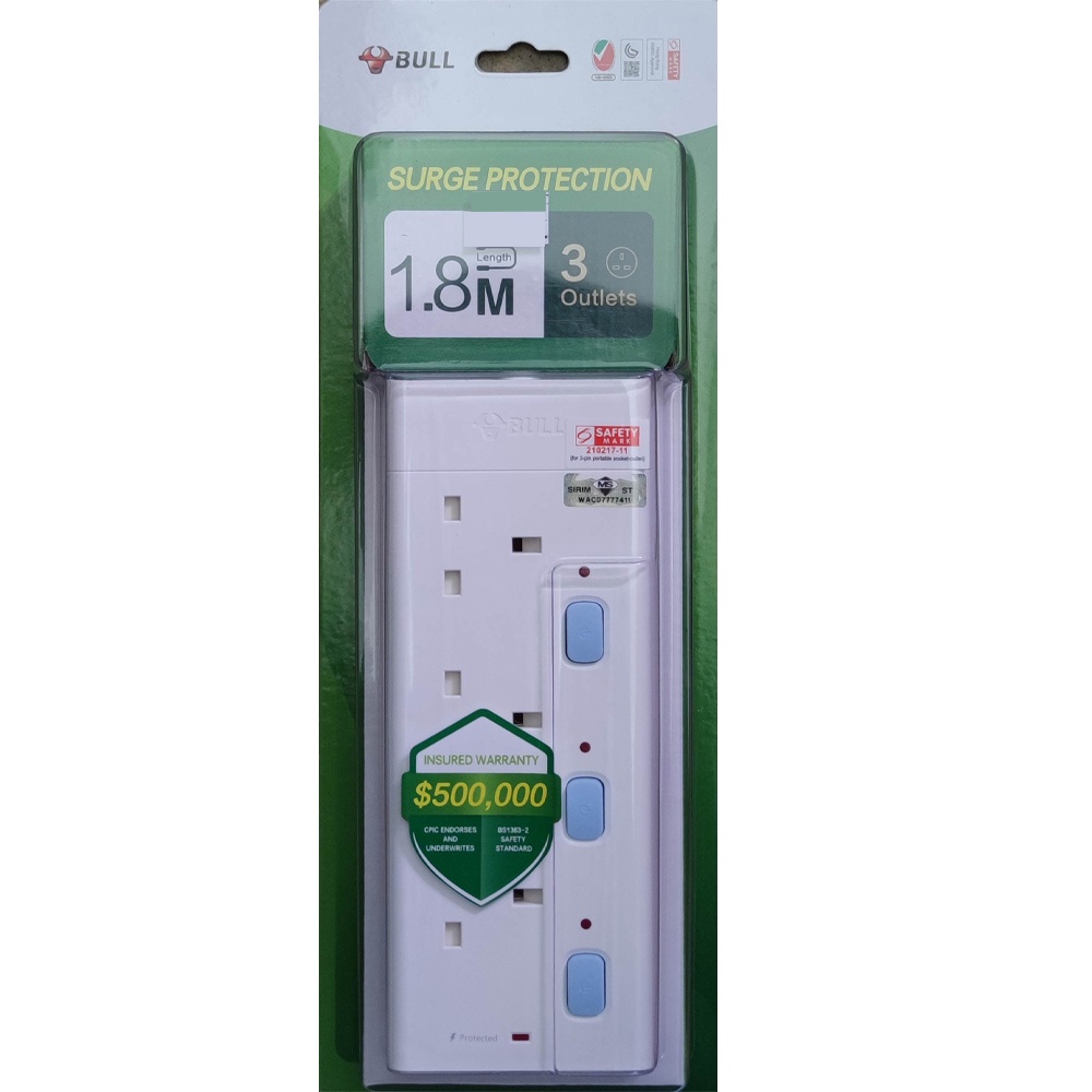 GONGNIU / BULL HEAVY DUTY 3000W SAFETY TRAILING SOCKET 13A PLUG SOCKET (FIRE RESISTANT) SIRIM ...