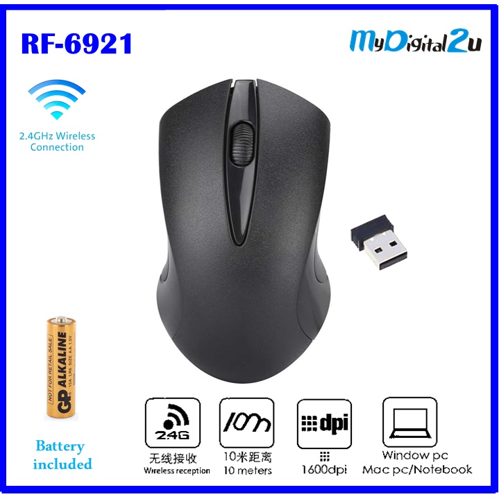 R.horse RF-6921 2.4G Wireless Optical Mouse (Black) *Bulk Pack | Shopee ...