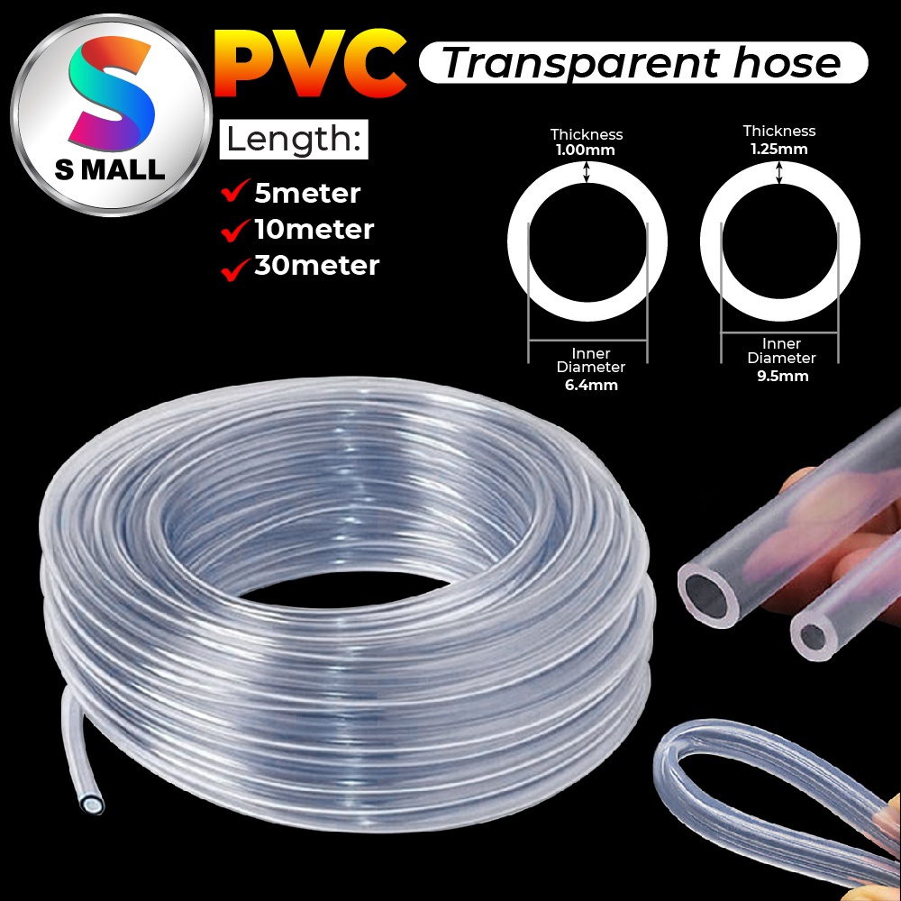[5M/10M/30M] PVC TRANSPARENT HOSE | CLEAR HOSE AIR | LINE TUBE PIPE | PAIP AIR AQUARIUM (6.4mm x ...