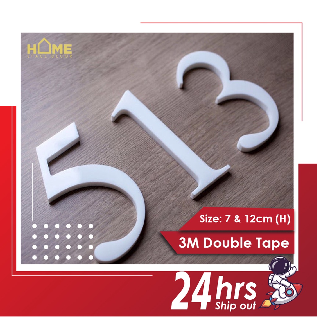 White Acrylic House Number Plate/Nombor Plat Rumah Akrilik | Shopee ...