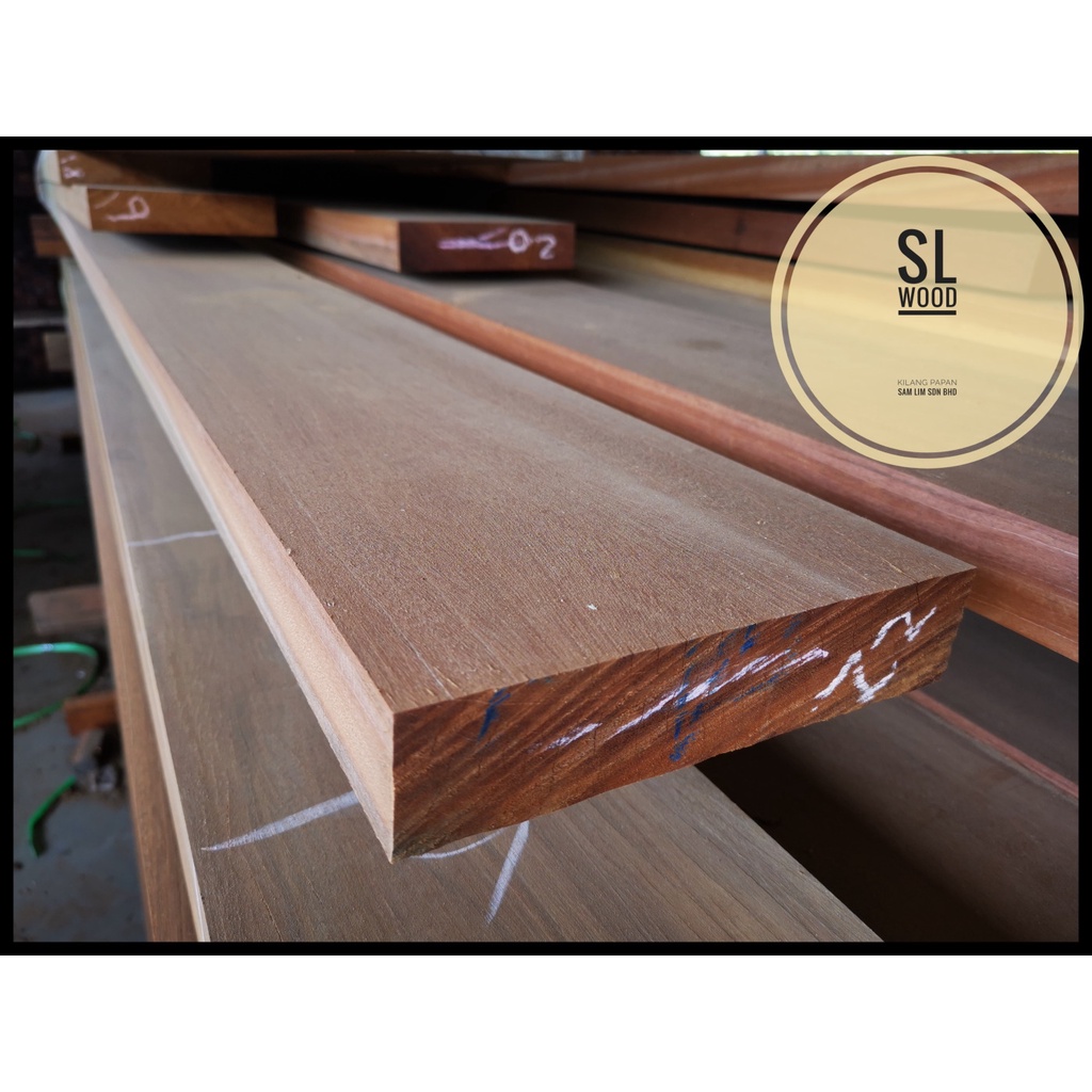 50(T)mm × 300(W)mm = 300(L)mm Balau Solid Wood Timber Smooth Finish ...