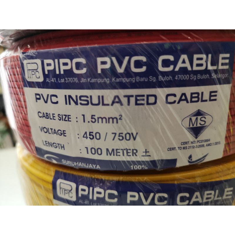 Wayar elektrik 1.5mm SIRIM Pure Copper PVC Wire 1.5mm Electrical Cable ...