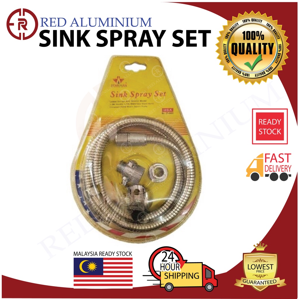 Sink spray set paip singki stainless steel flexible hose 1.5m | Shopee ...
