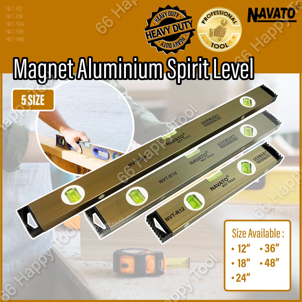 NAVATO Aluminum Spirit Level 12" 18" 24" 36" 48" Magnetic Heavy Duty ...