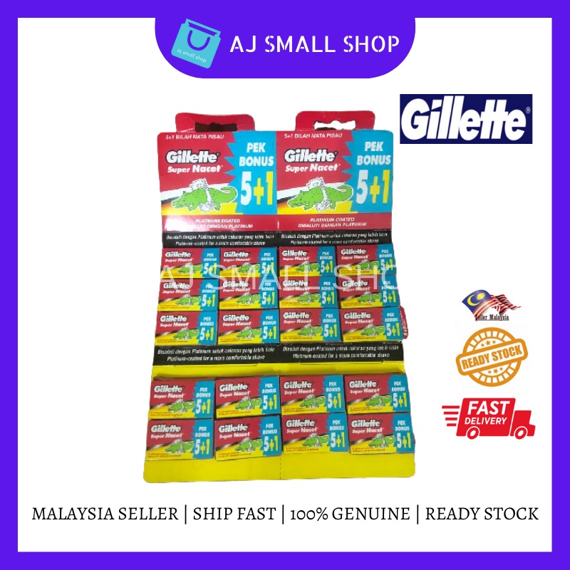 Gillette Nacet Crocodile 5+1 Free Promotion Shaving Blade Razor Genuine ...
