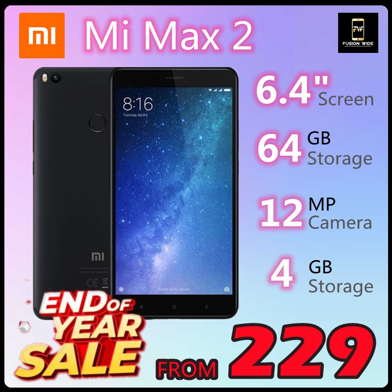 ORIGINAL XIAOMI MI MAX 2_64GB/4GB_PRE-OWNED_CONDITION TIP TOP | Shopee ...