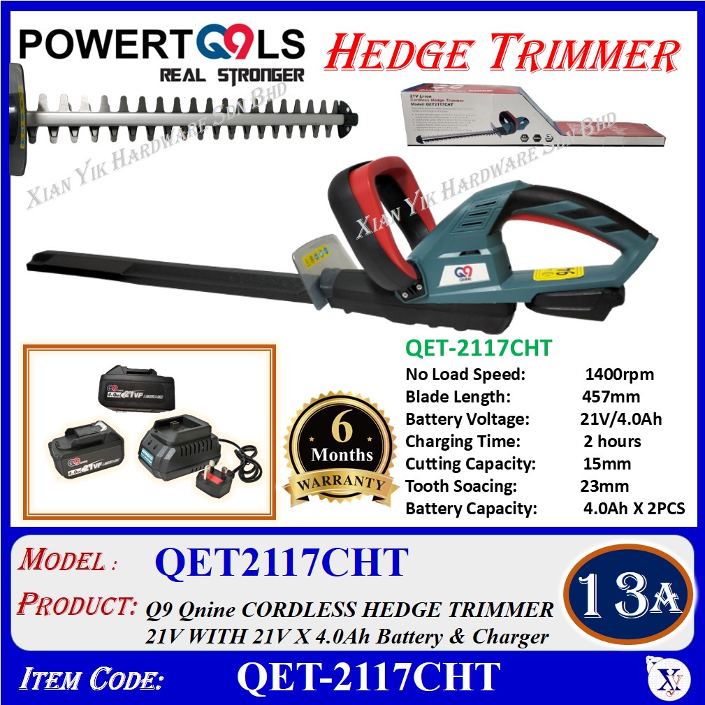 QET-2117CHT (QET2117CHT) (13 OR 13A) Q9 Qnine CORDLESS HEDGE TRIMMER ...