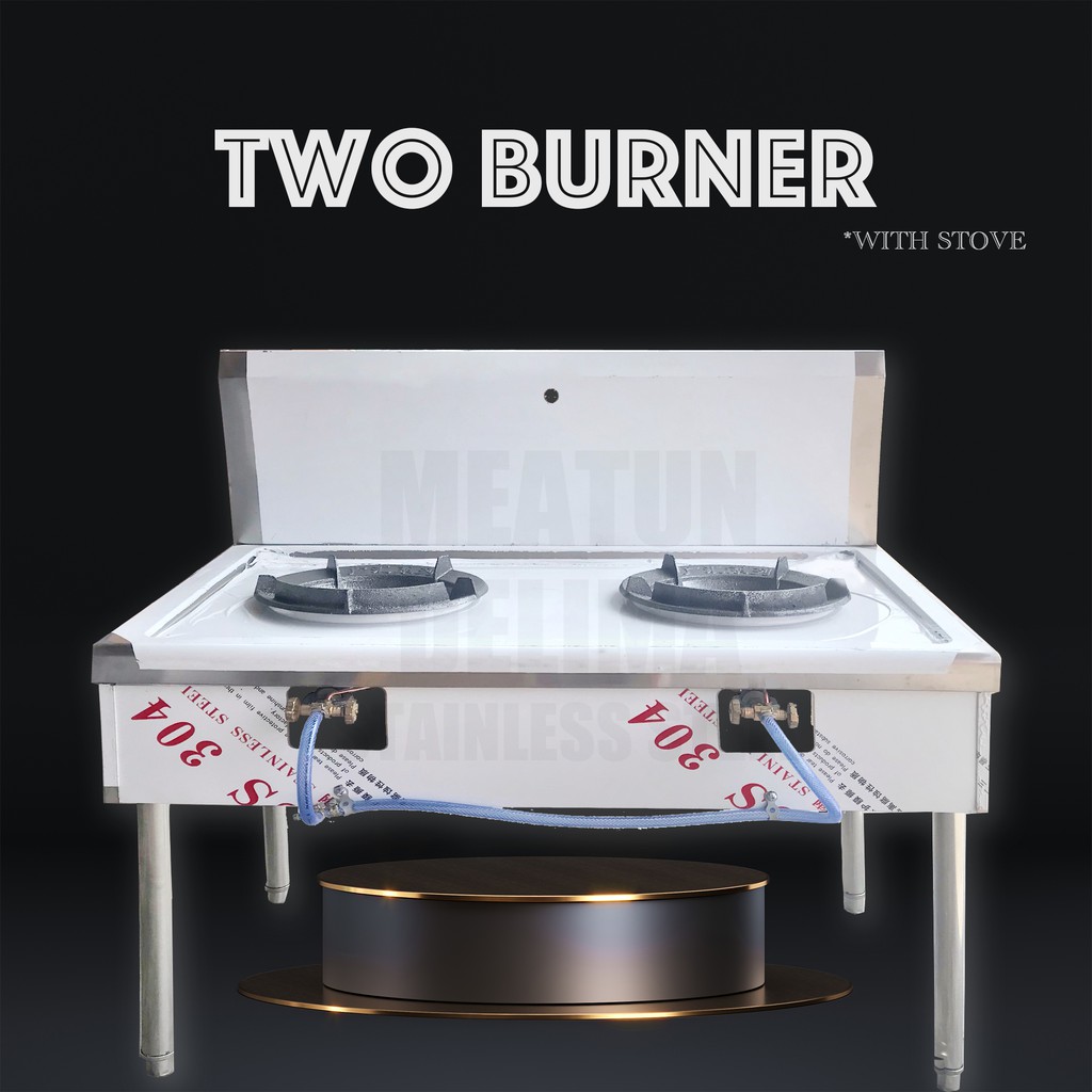 Stainless Steel Two Burner Food Court Burner Periuk Gas Stove Kwali ...