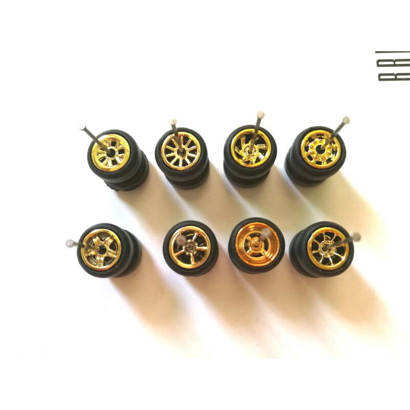 Hot Wheels Tayar Getah 1/64 Gold Rims Series Long Axle for Diecast ...