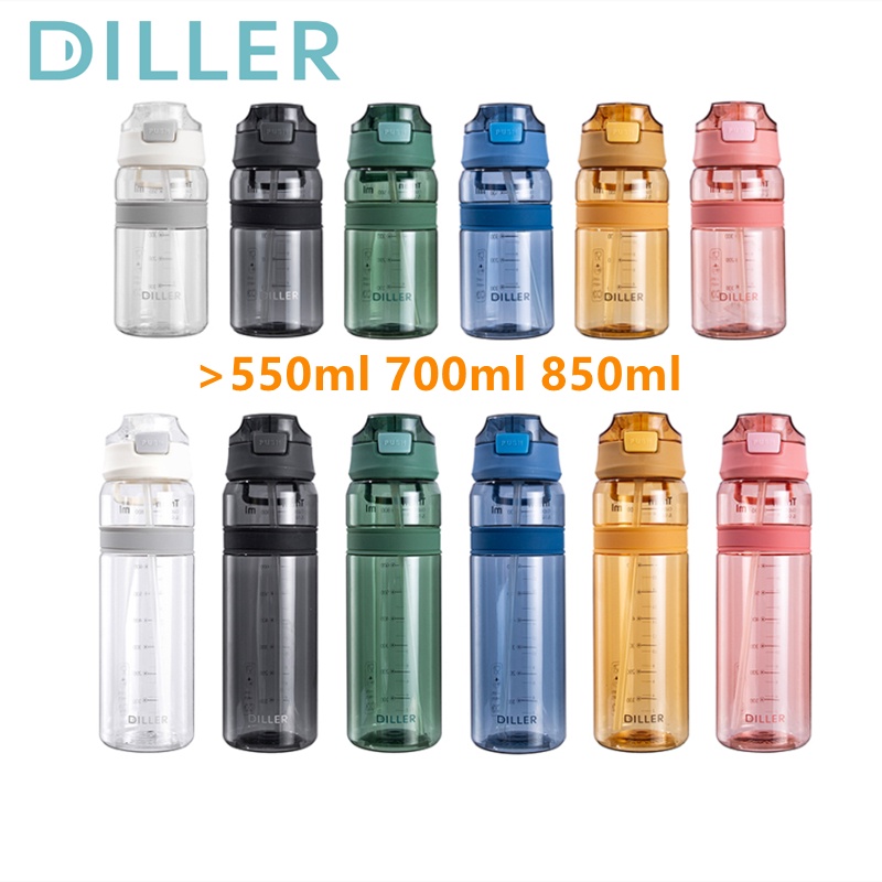 Diller Water Bottle with Straw Large Capaticy Summer LeakProof BPA Free Tritan Sport Drinking ...