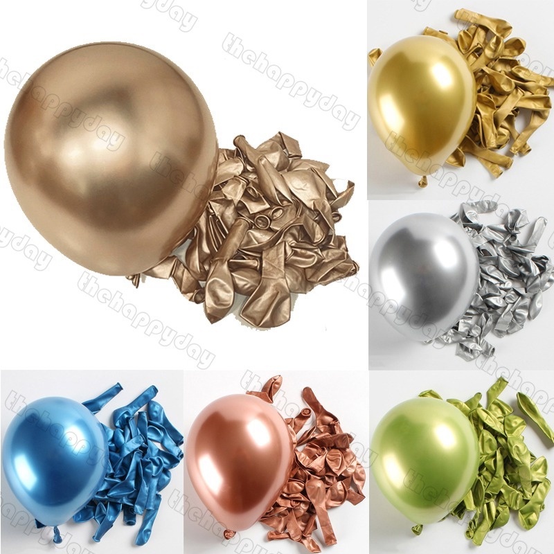 100pcs 5inch Metal Balloons Chrome Metallic Latex Balloons For Birthday ...