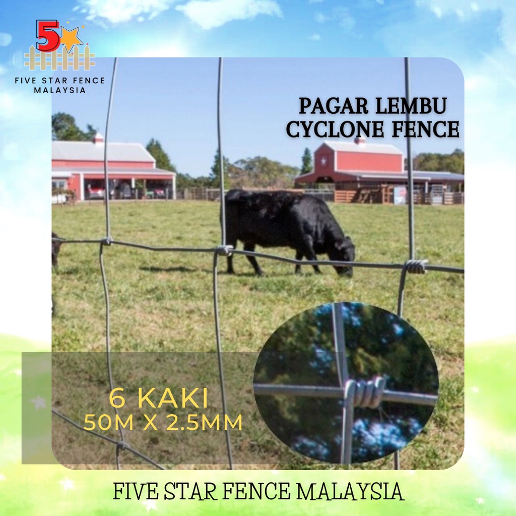 Pagar Kambing Lembu Cyclone Fence Pagar Kebun 6 kaki x 50meter x 2.5mm ...