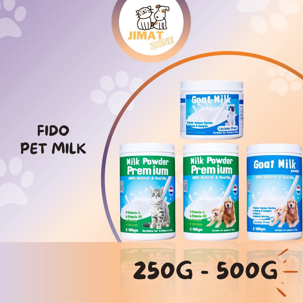 Fido Pet Milk Powder 250G / 500G - Susu Kucing , Cat Milk , Goat Milk ...