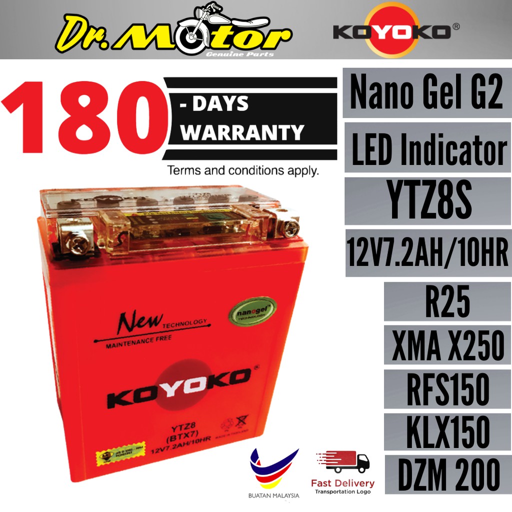 YTZ8 YTZ8S YTZ8V BTX7 Koyoko Gel G2 Battery Batteri Bateri 100% Original KOYOKO X-MAX 250 KLX ...