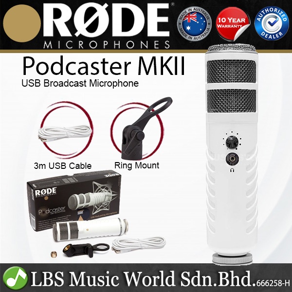 Rode Podcaster MKII Large Diaphragm USB Dynamic Broadcast Podcast Mic ...