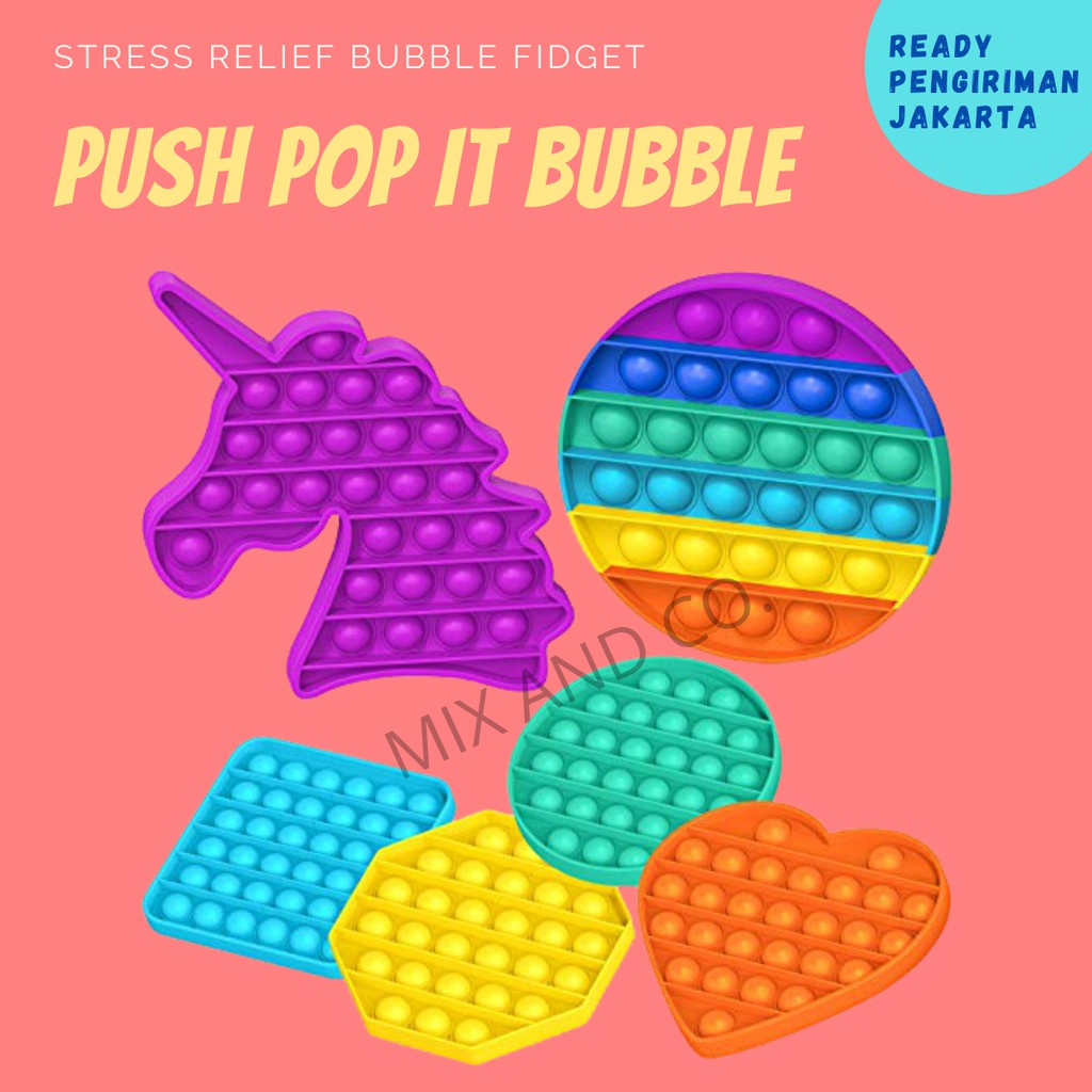 Push pop it Round Fidget Toy Push bubble stress relief kids pop it Toy ...