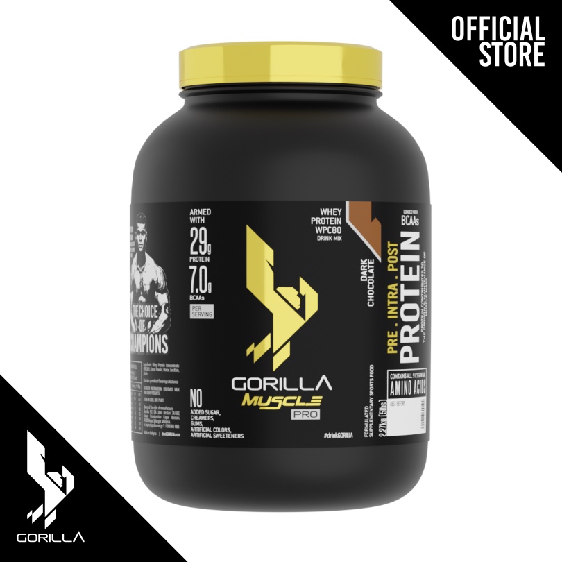 GORILLA Muscle PRO Whey Protein 1kg (2.2lbs) - 2.27kg (5lbs) | Shopee ...