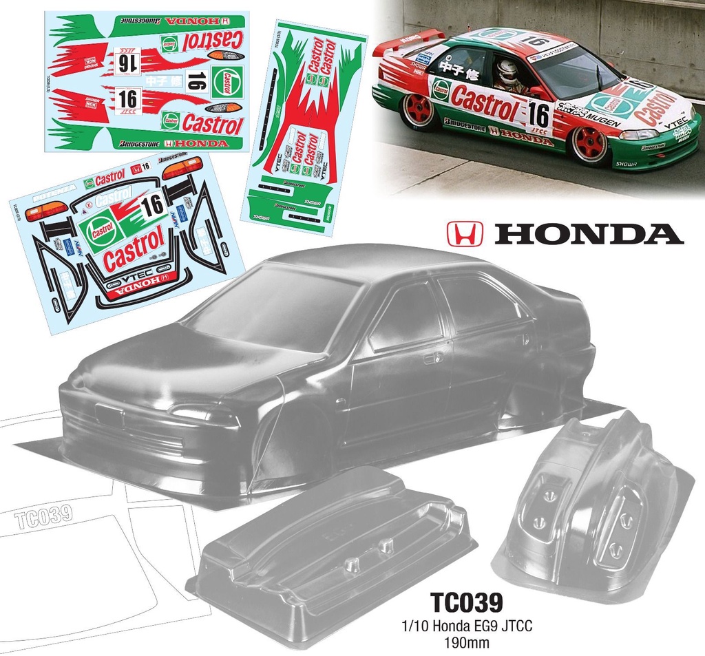 1/10 PC RC shell body Honda EG9 JTCC Civic Ferio SiR 190mm width ...