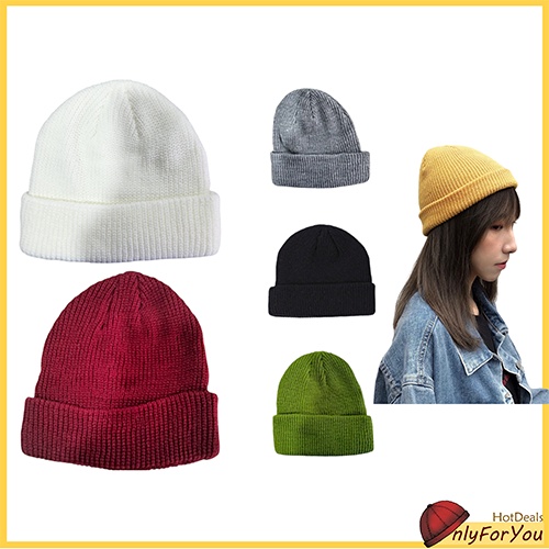 Fold Snow Cap Fashion Street Look Korean Style Knitted Beanies Men ...