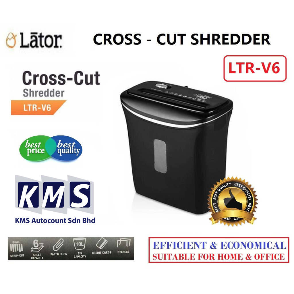 LATOR PAPER SHREDDER CROSS CUT 6 SHEETS, CARD 12L - LTR-V6 : 2 Years ...