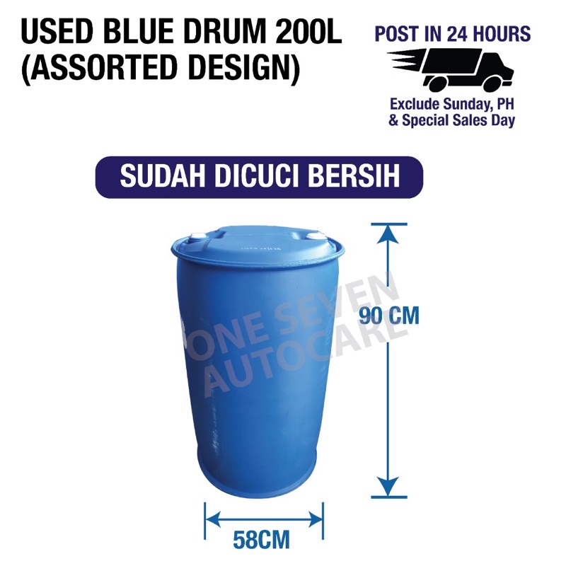 200 Liter Tong Drum Plastik Biru Plastic Blue Drum [ HDPE ] SECOND HAND ...