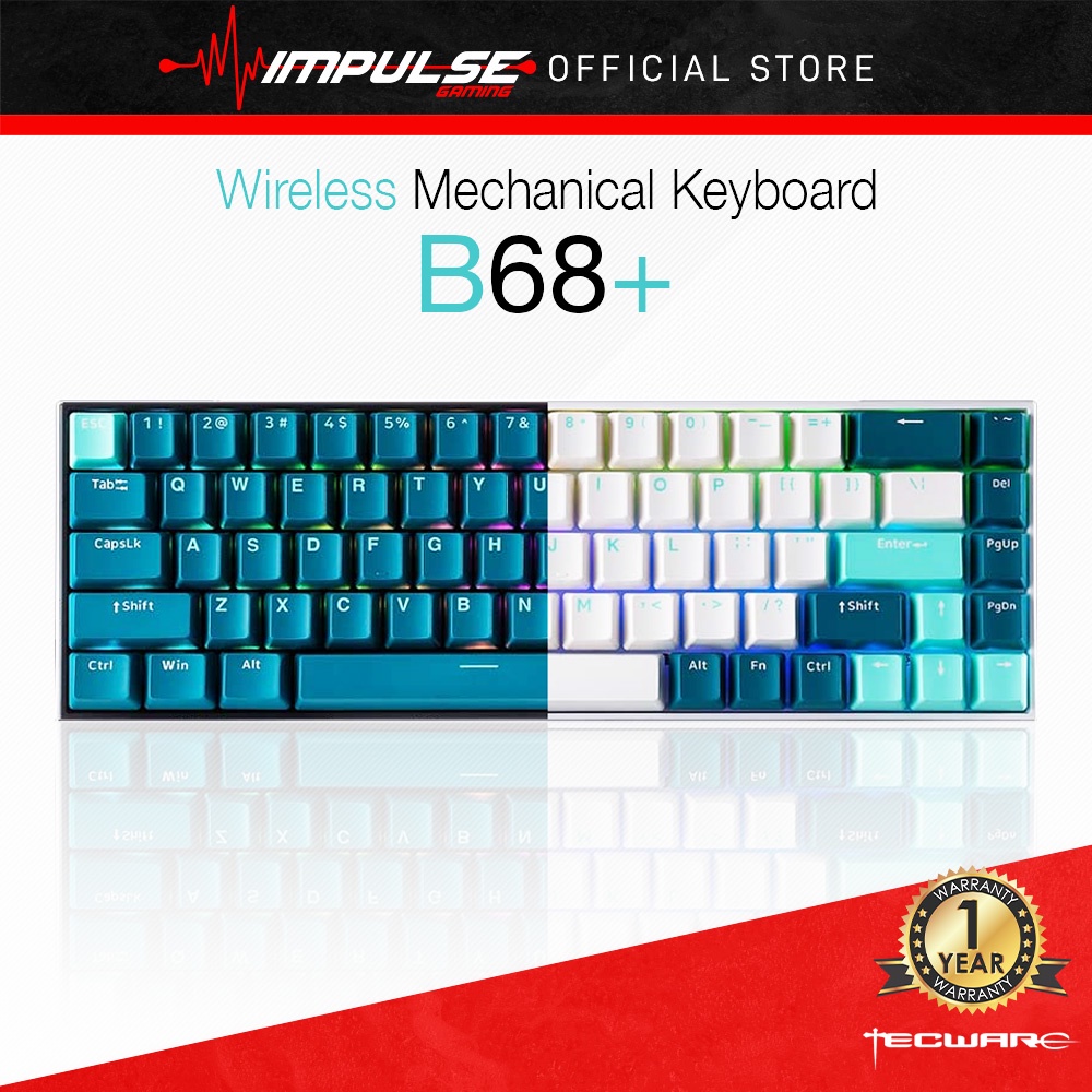 TECWARE Gaming Keyboard B68 / B68+ RGB Wireless Mechanical Keyboard ...