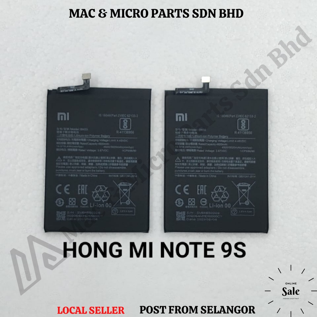 MG BRAND HONG MI NOTE 9S BATTERY MODEL BN55 (5020mAh) | Shopee Malaysia