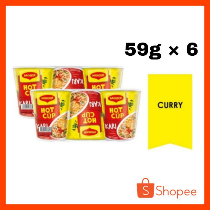 🔥🔥 #SEDAP #HOT🔥 🔥 MAGGI HOT CUP KARI (59g × 6) | Shopee Malaysia