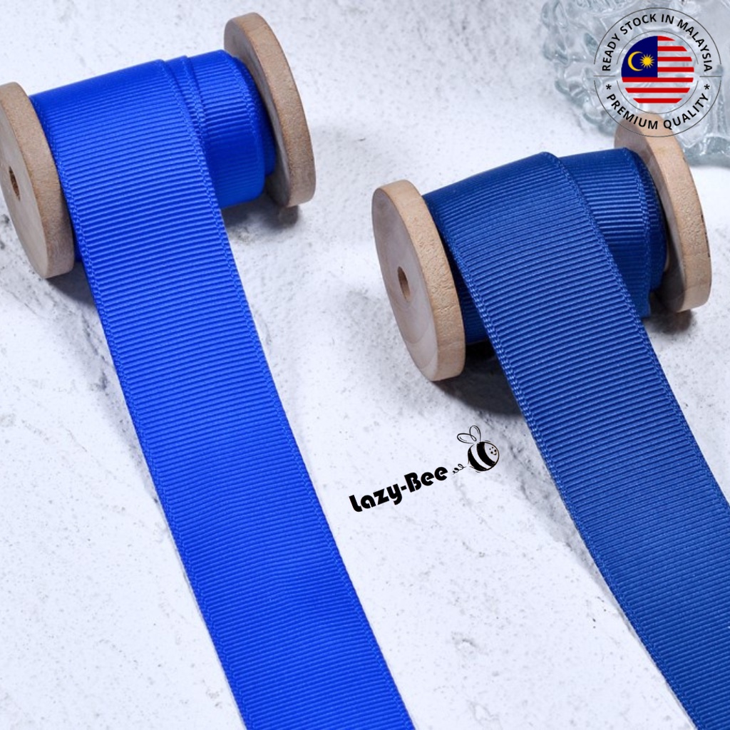 LAZY BEE 5 meter Navy Blue Royal Batik Blue Grosgrain Ribbon Reben Door ...
